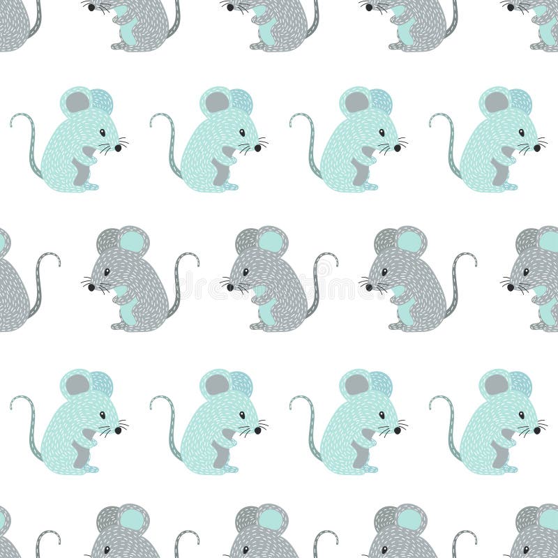Seamless Cute Cartoon Mice Pattern. Stock Vector - Illustration of baby ...