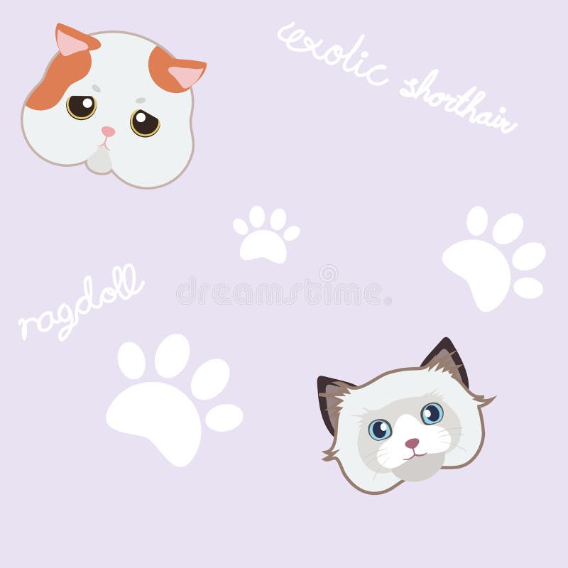 Seamless Cute Cat And Paw Purple Pattern Stock Illustration ... Seamless Cute Cat And Paw Purple Pattern Stock Illustration ...