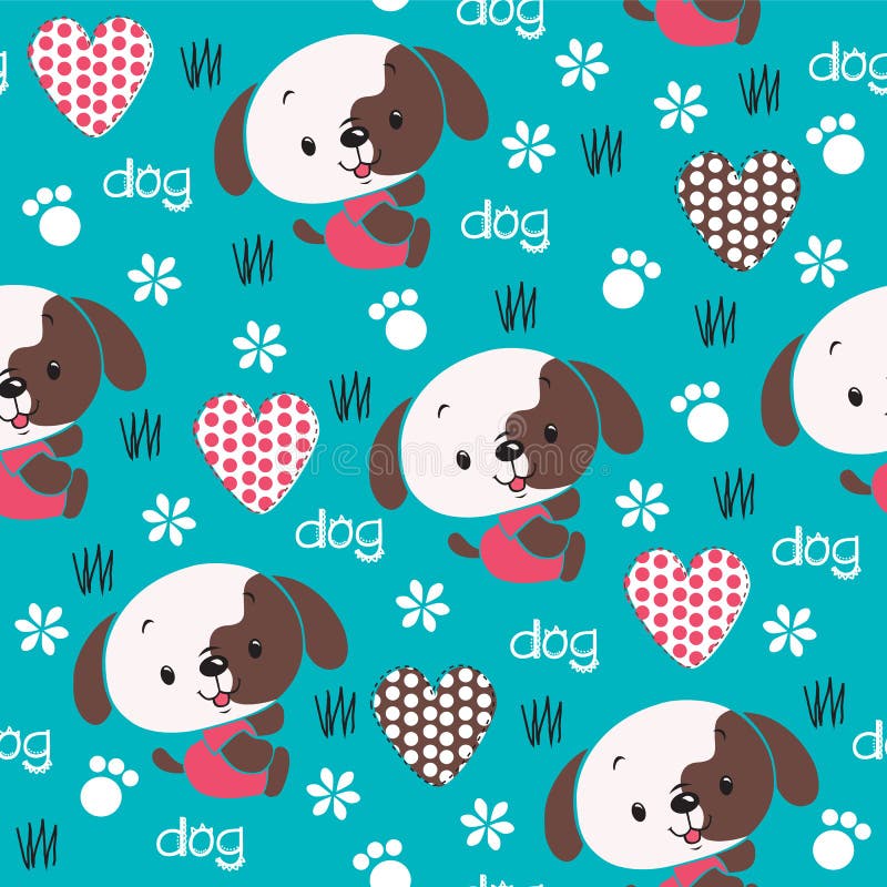 Seamless Cute Dog Pattern Vector Illustration Stock Vector ...