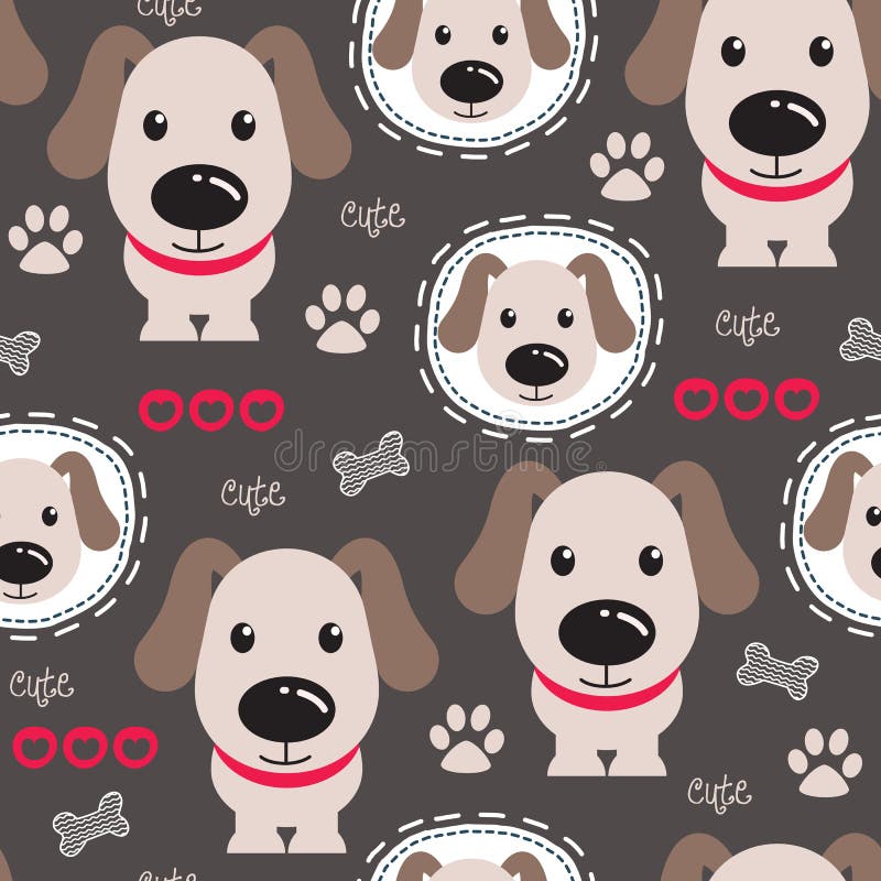 Seamless Cute Dog Pattern Vector Illustration Stock Vector ...