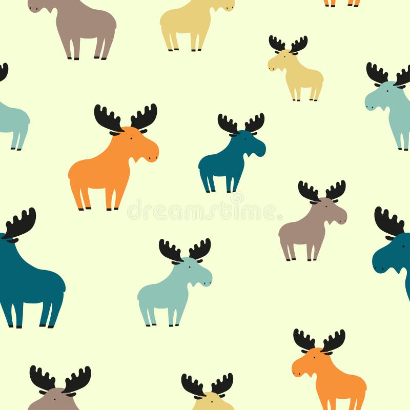 Seamless cute elk pattern. stock vector. Illustration of character ...