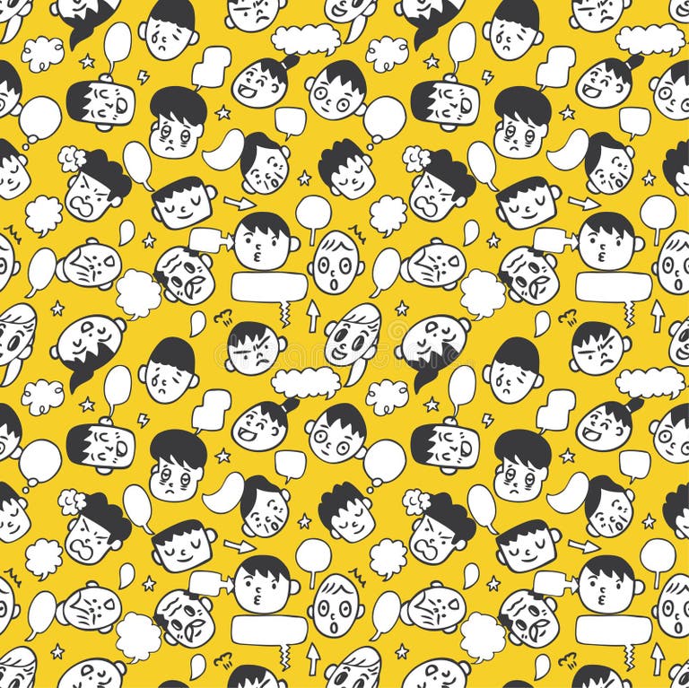 Seamless cute face pattern stock vector. Illustration of friend - 16451664