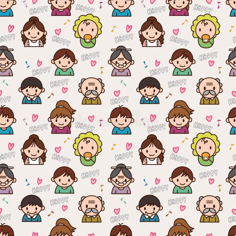 Seamless Cute Family Pattern Stock Vector - Illustration of girl, adult ...