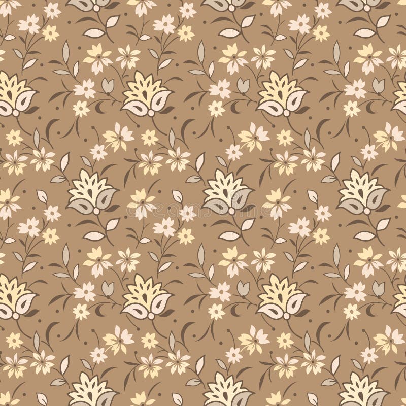 Seamless Brown Floral Pattern Design Stock Vector - Illustration of ...