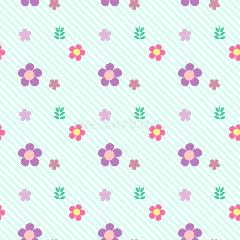 Seamless Cute Flower Pattern Background. Stock Vector - Illustration of ...