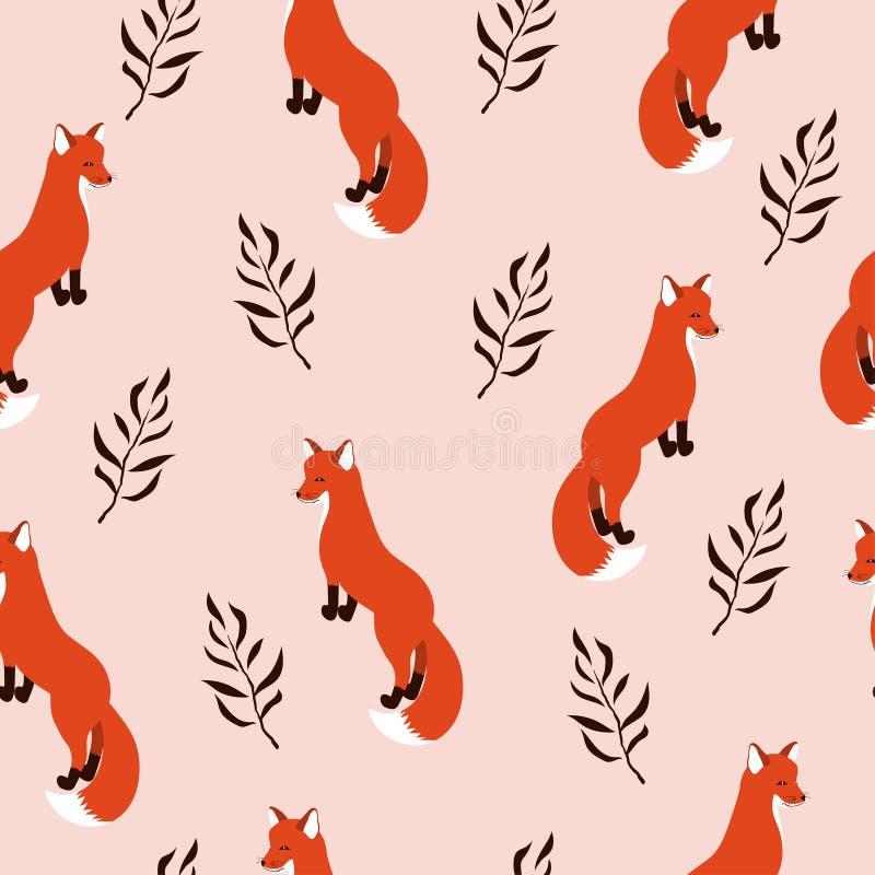 Seamless Cute Fox Pattern. Vector Illustration Stock Vector ...