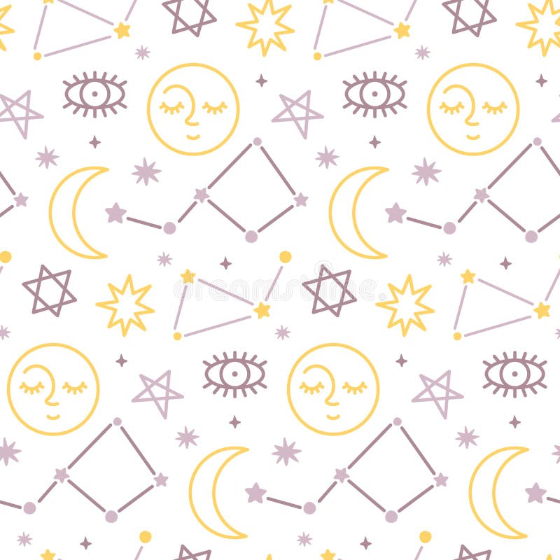 Seamless Cute Magical Celestial Vector Pattern with Unicorns ...
