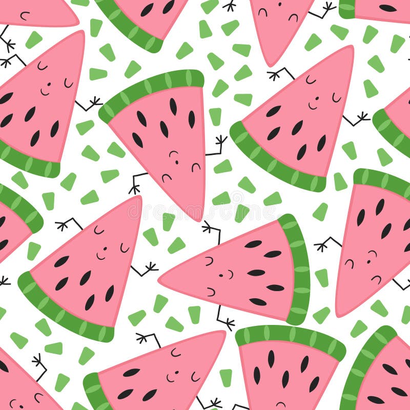 Seamless Cute Melon Fruit Pattern Vector Illustration Stock Vector ...