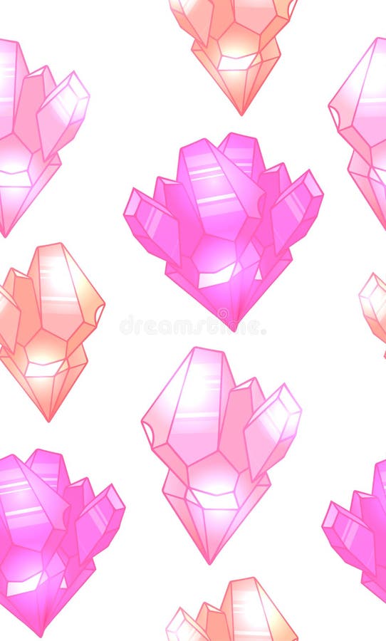 Seamless Cute Pattern with Multicolored Pink Crystals with Highlights ...