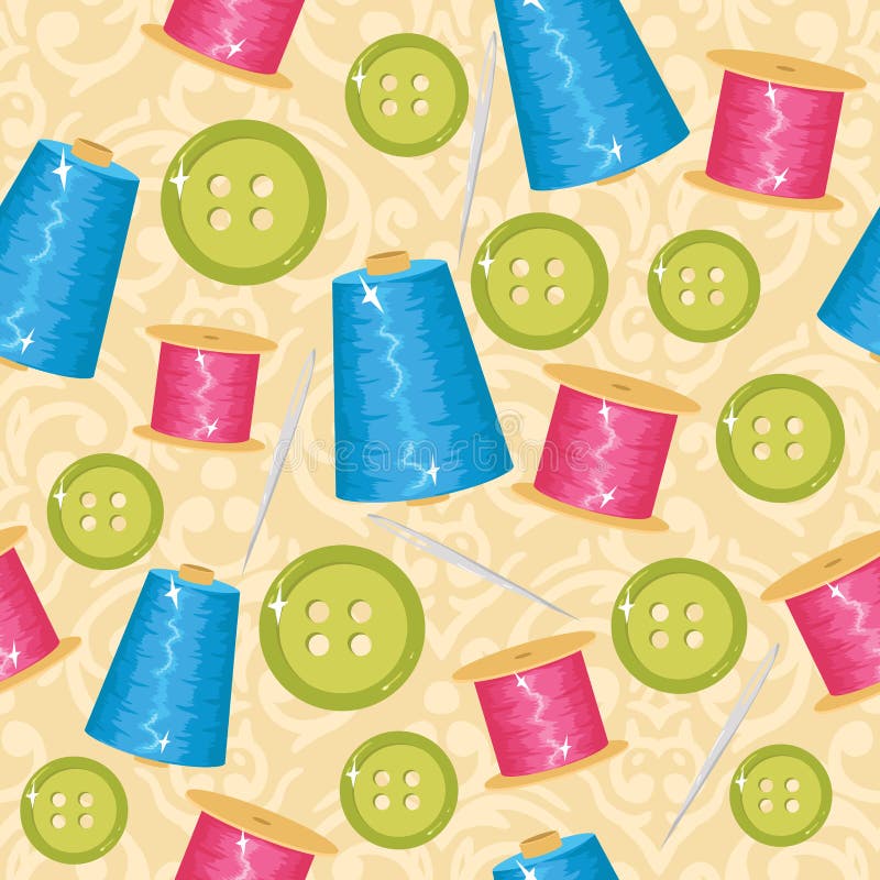 Seamless Cute Sewing Background Stock Illustration Illustration Of