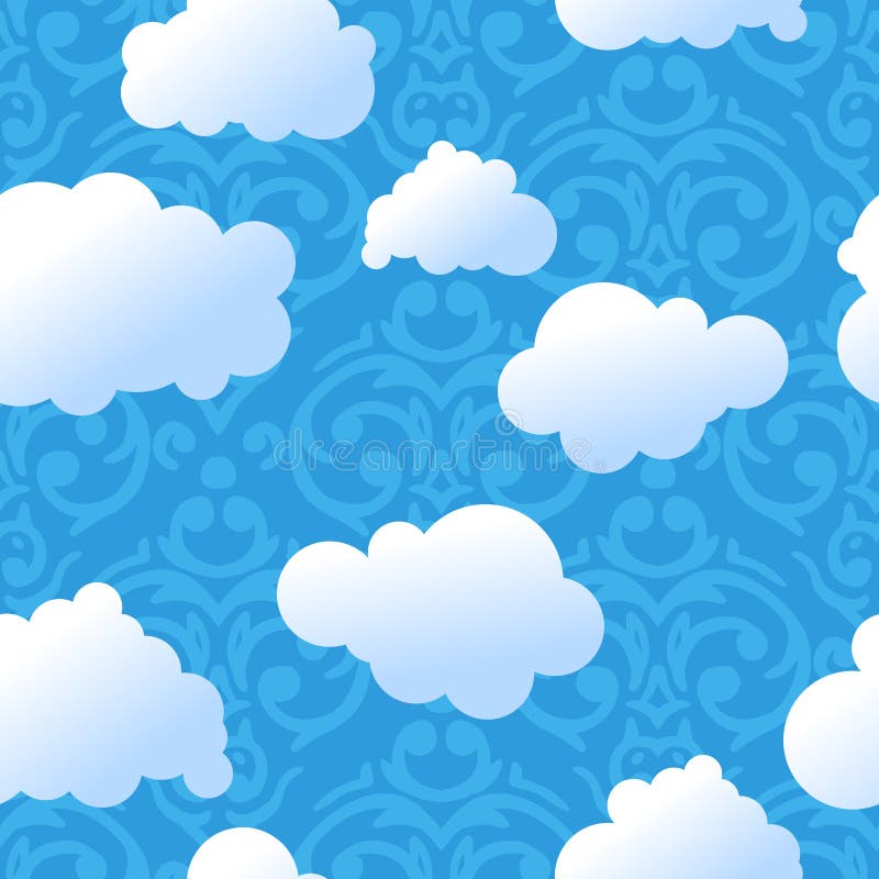 Seamless Pattern with Clouds and Birds Stock Vector - Illustration of ...