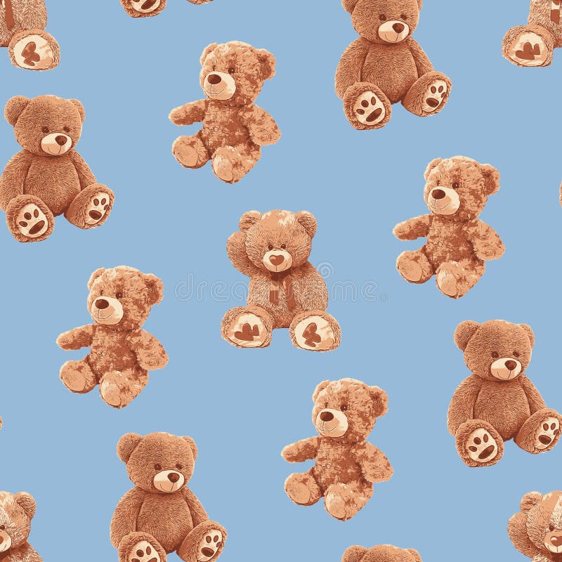 Seamless Cute Teddy Bears Pattern 241005 Stock Vector - Illustration of ...