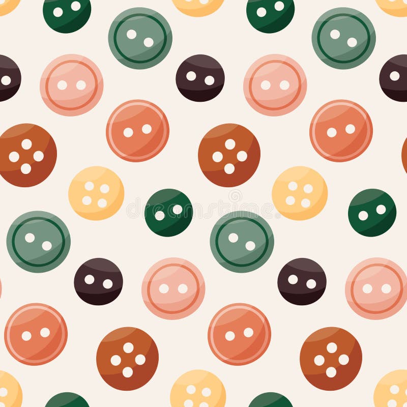 Seamless Cute Vector Sewing Pattern with Buttons in Trendy Colors Stock ...