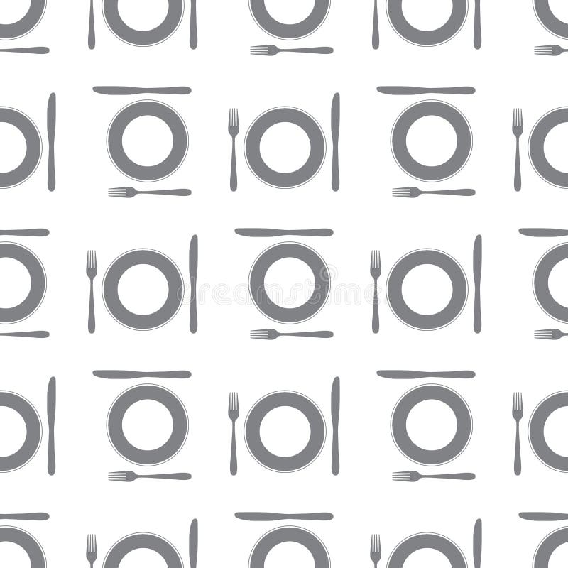 Seamless Cutlery Silverware Pattern Outline Series Stock Vector ...