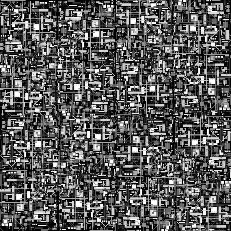 Seamless Cyberpunk Displacement Map Texture, Black and White Background ...