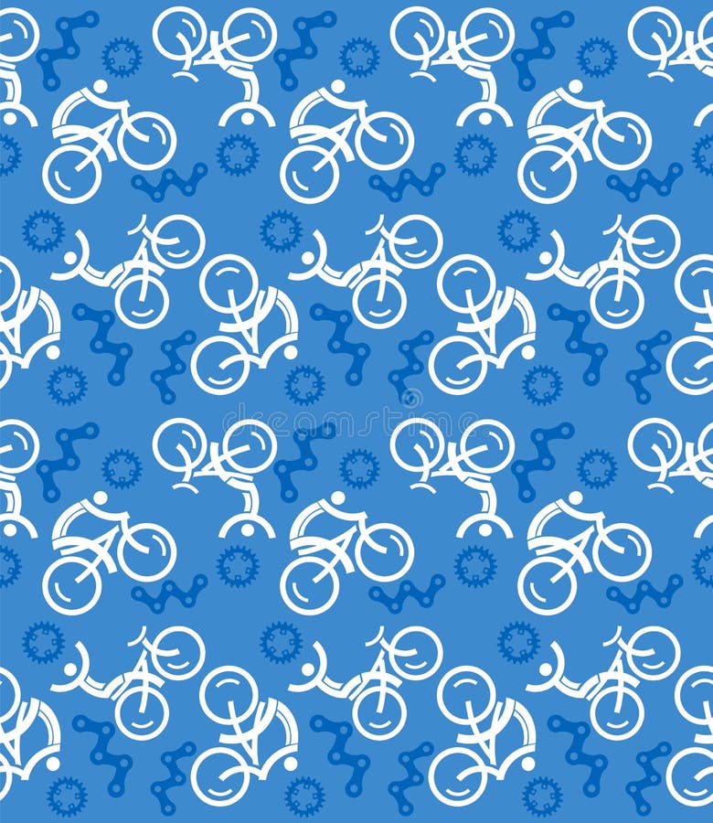 Seamless Cycling Blue Pattern. Stock Vector - Illustration of cycling ...