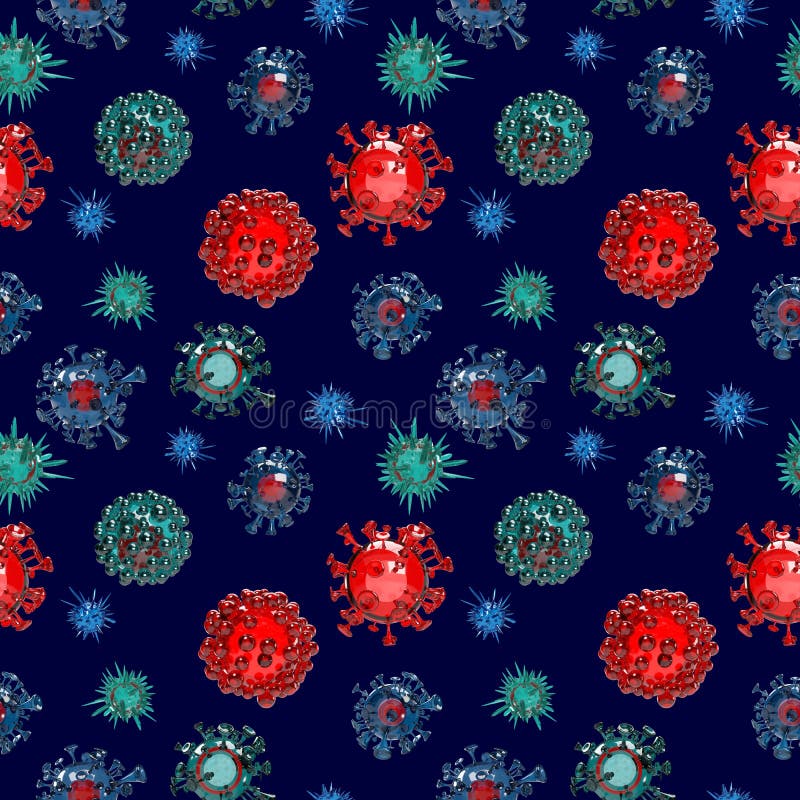 Seamless 3d Abstract Scientific Corona Virus Pattern Stock Illustration ...