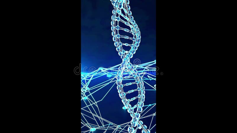 Seamless 3D Animation of Glowing DNA Chain in Blue Cyberspace Network ...