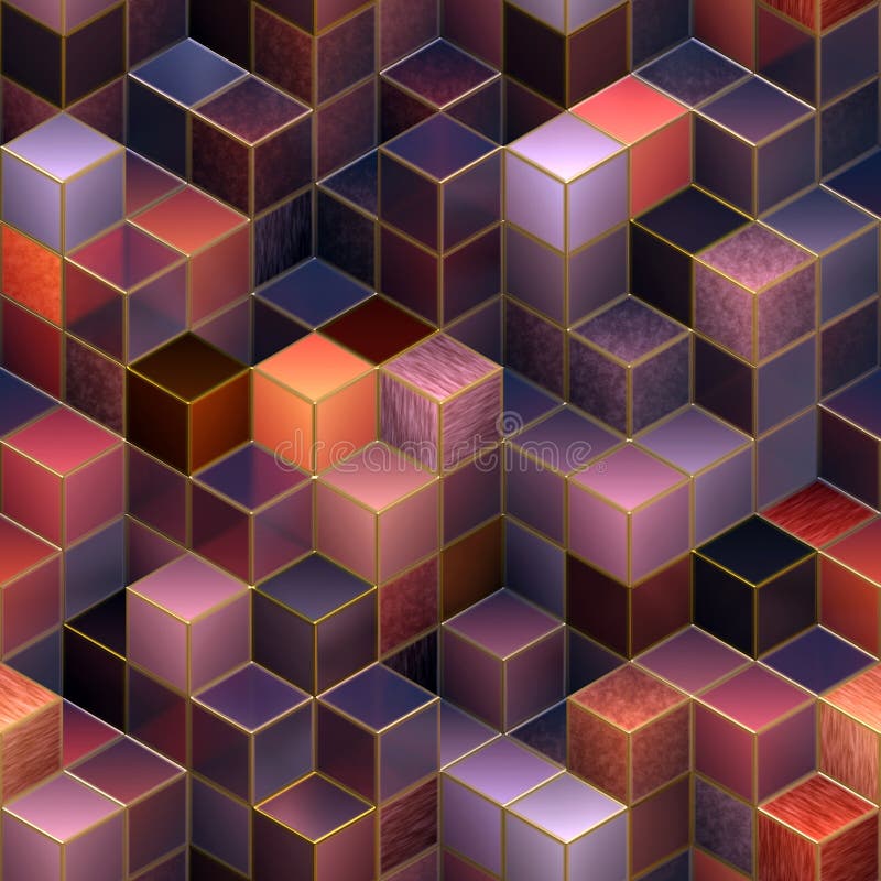 Seamless 3D Cubic Abstract Pattern Stock Illustration - Illustration of ...