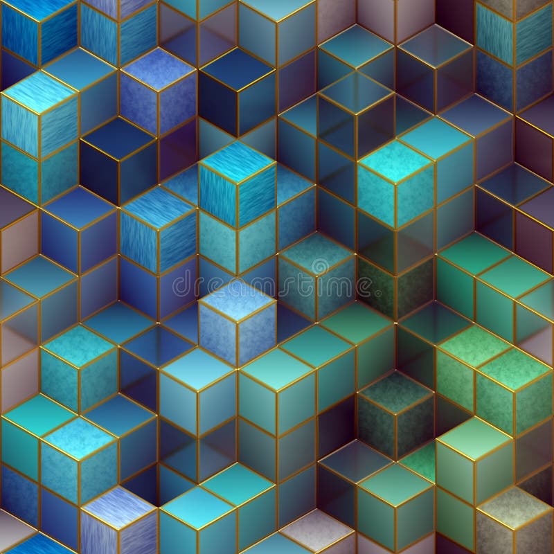 Seamless 3D Cubic Abstract Pattern Stock Illustration - Illustration of ...