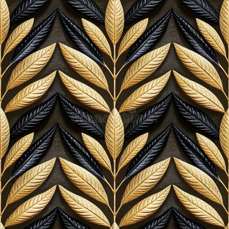Seamless Abstract Decorative 3d Leaves Pattern Background Stock ...