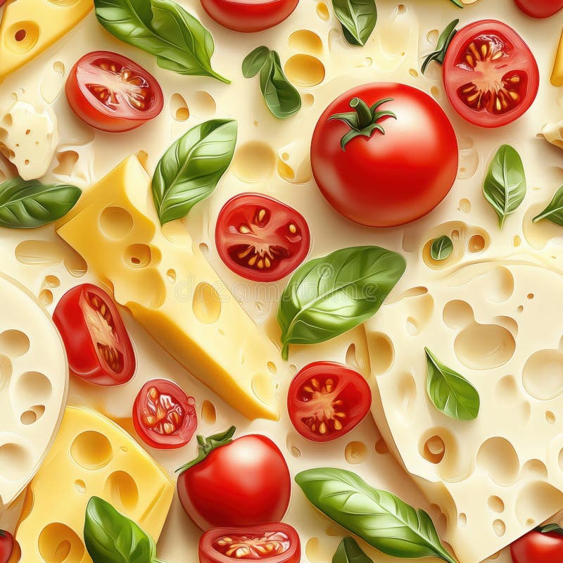 A Seamless 3d Illustration Playful Cheese Pattern Featuring Cheese ...