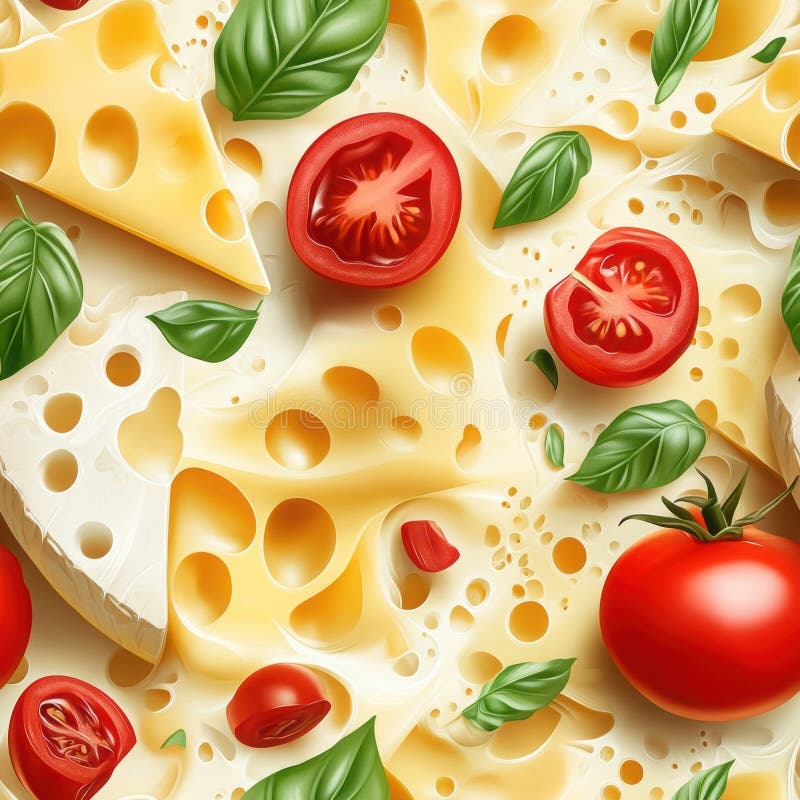A Seamless 3d Illustration Playful Cheese Pattern Featuring Cheese ...