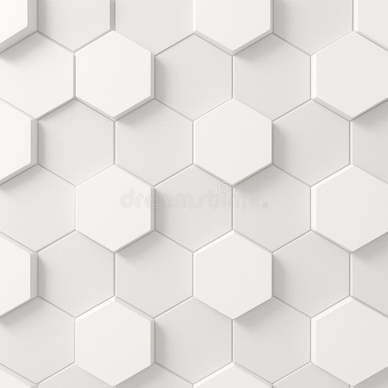 Seamless 3D White Hexagonal Pattern on Light Gray Background Stock Illustration - Illustration ...