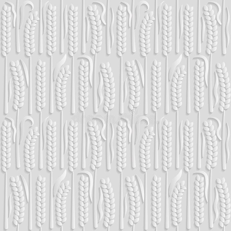 Seamless 3D White Pattern, Natural Pattern Wheat Field, Vector. Stock ...
