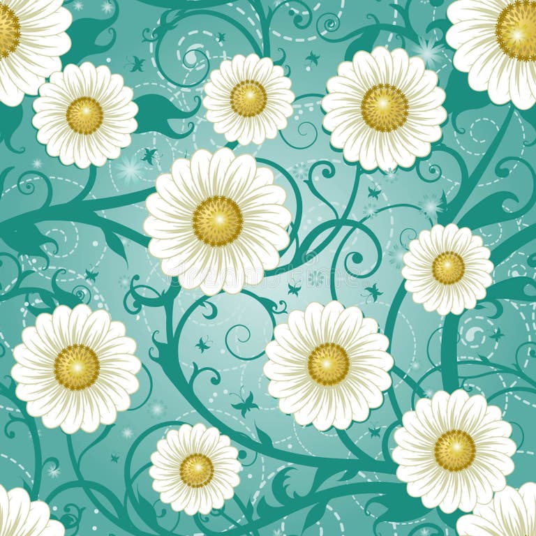 Seamless Daisy Background Stock Illustrations – 81,058 Seamless Daisy ...