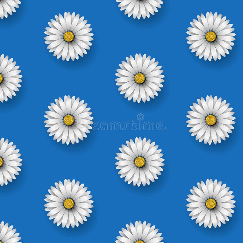 Seamless Daisy Pattern, Blue Stock Illustration - Illustration of ...