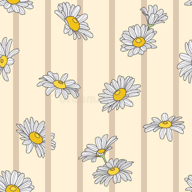 Seamless Daisy Flower Pattern Stock Vector - Illustration of decoration ...