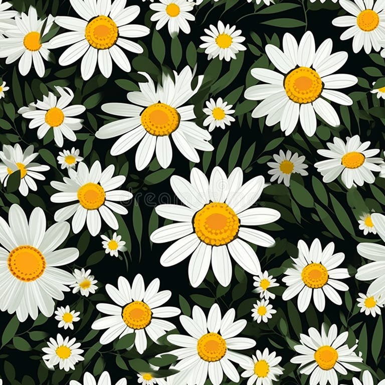 Seamless Daisy Mural for Wallpaper Mural Stock Illustration ...