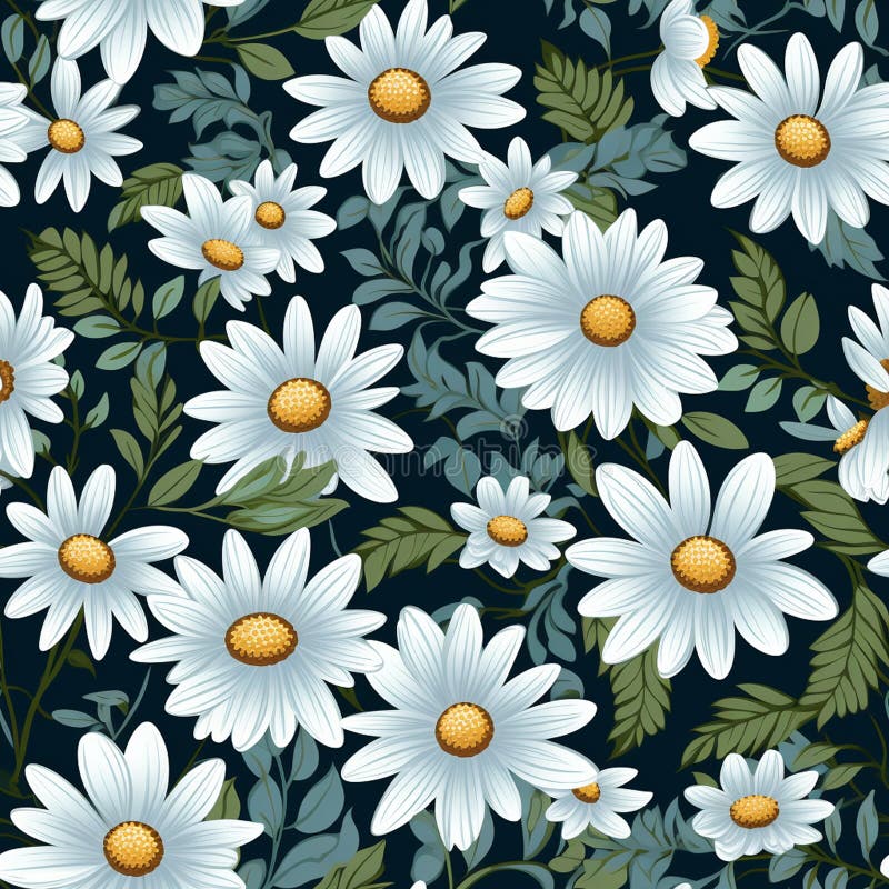 Seamless Daisy Pattern for Digital Art Stock Illustration ...