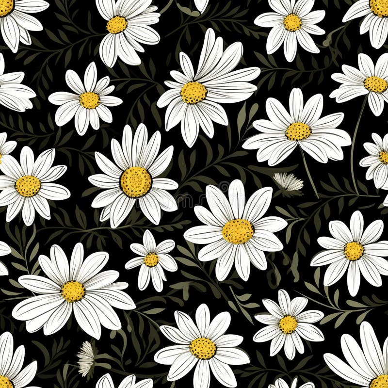 Seamless Daisy Pattern for Wallpaper Mural Stock Illustration ...