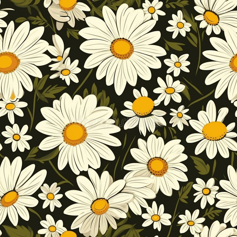 Seamless Daisy Pattern for Wallpaper Mural Stock Illustration ...