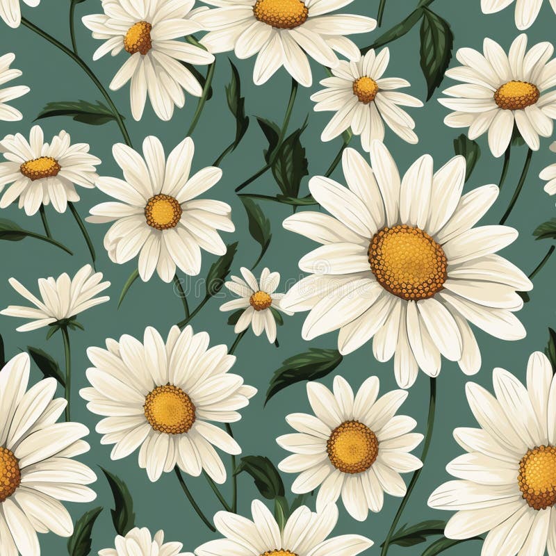 Seamless Daisy Pattern for Wallpaper Mural Stock Illustration ...