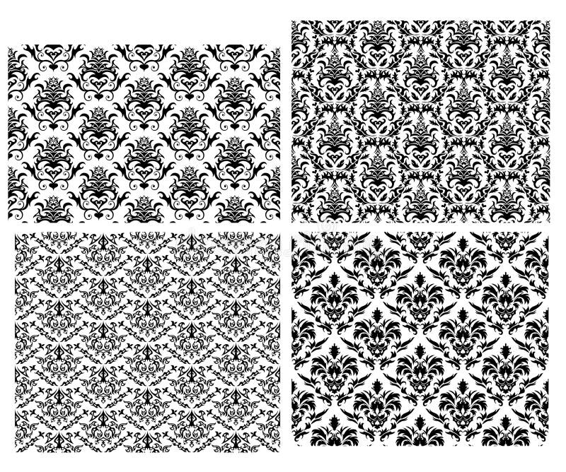 Seamless Damask Backgrounds Set Stock Vector - Illustration of ...