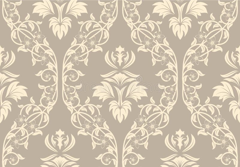 Seamless Golden Floral Damask Wallpaper. Stock Vector - Illustration of ...