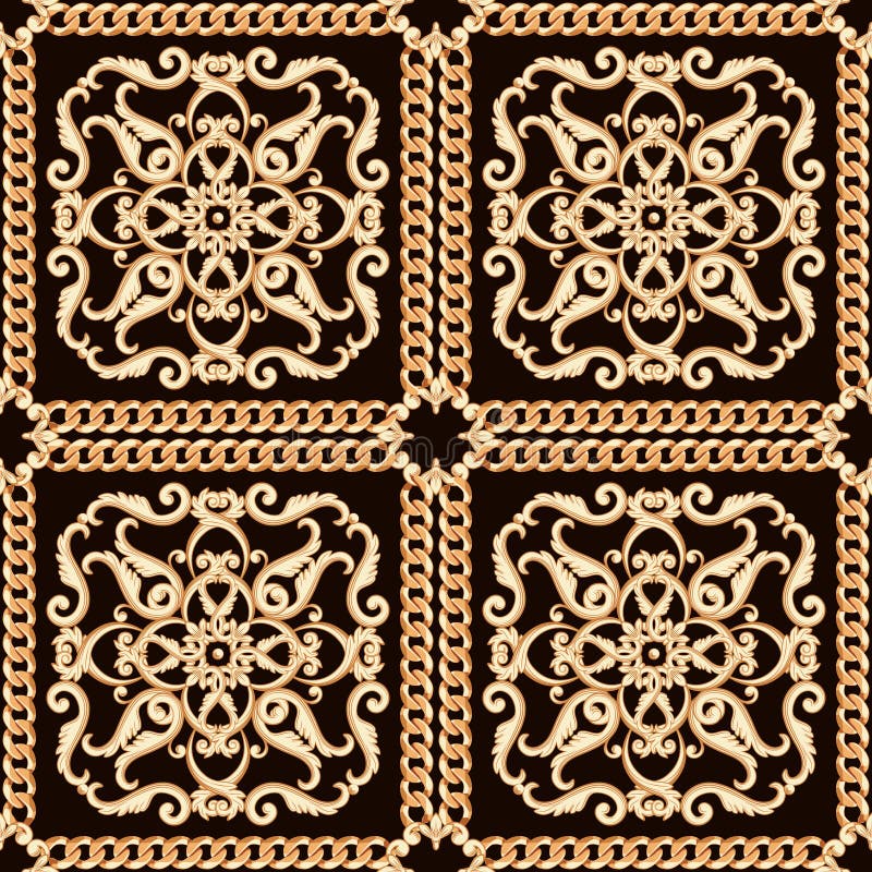 Gold Chains Snake Skin Seamless Pattern. Vector Illustration Stock ...