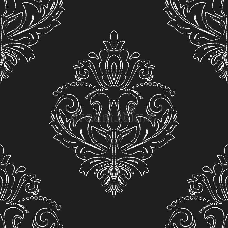 Seamless Damask Pattern stock illustration. Illustration of black ...