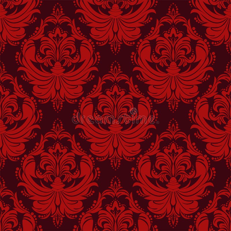 Seamless Damask Retro Wallpaper in Red Colors for Design Stock Vector ...