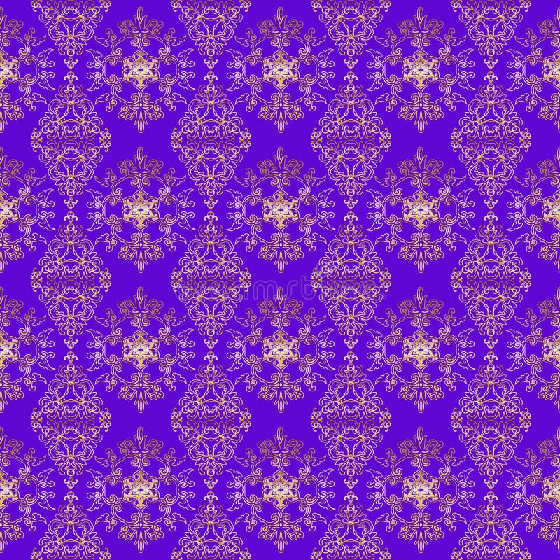 Seamless Damask Violet Pattern Stock Vector - Illustration of floral ...