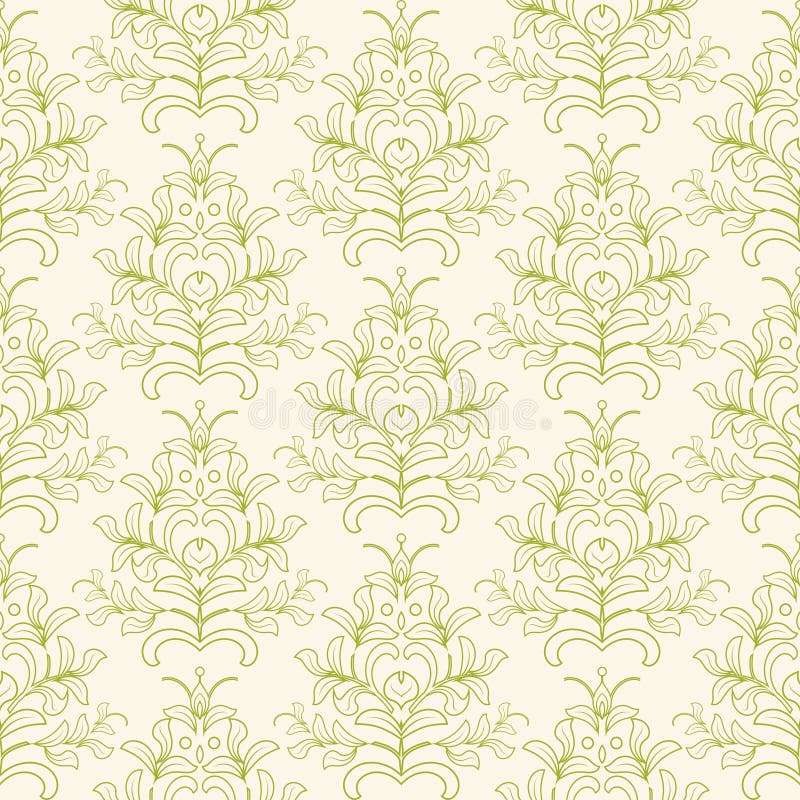 Seamless Damask wallpaper stock vector. Illustration of fashioned ...