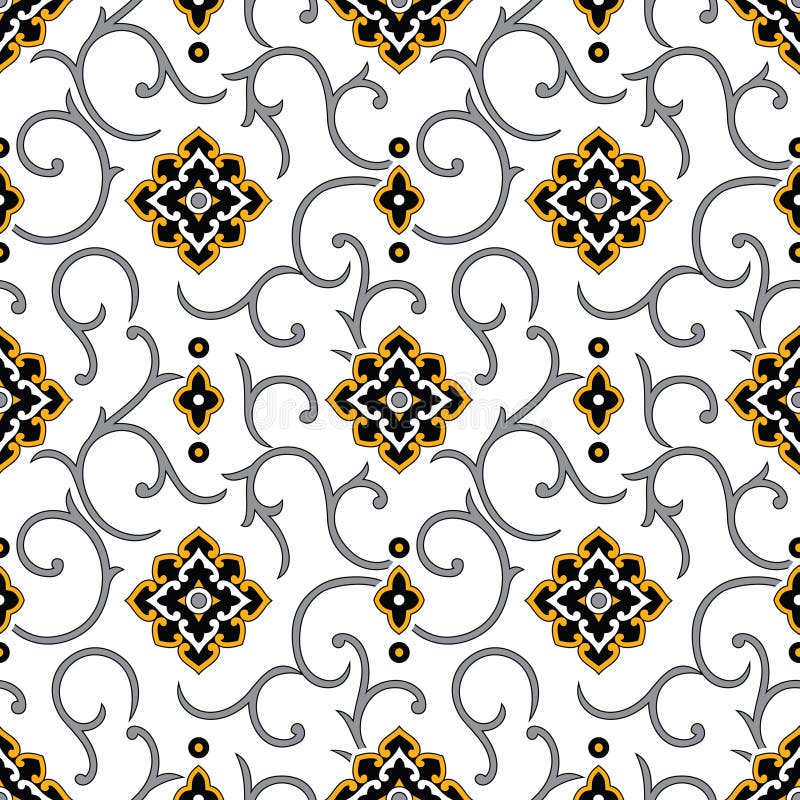 OLD DAMASCUS PATTERN IN YELLOW Stock Illustration - Illustration of ...