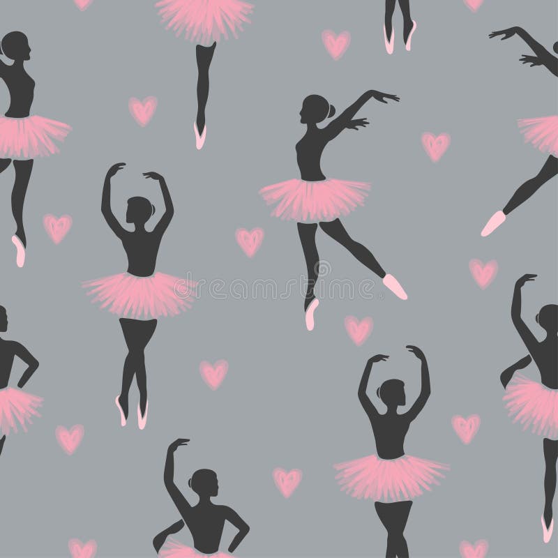 Seamless Dancing Ballerinas Pattern. Vector Illustration of Dancing ...