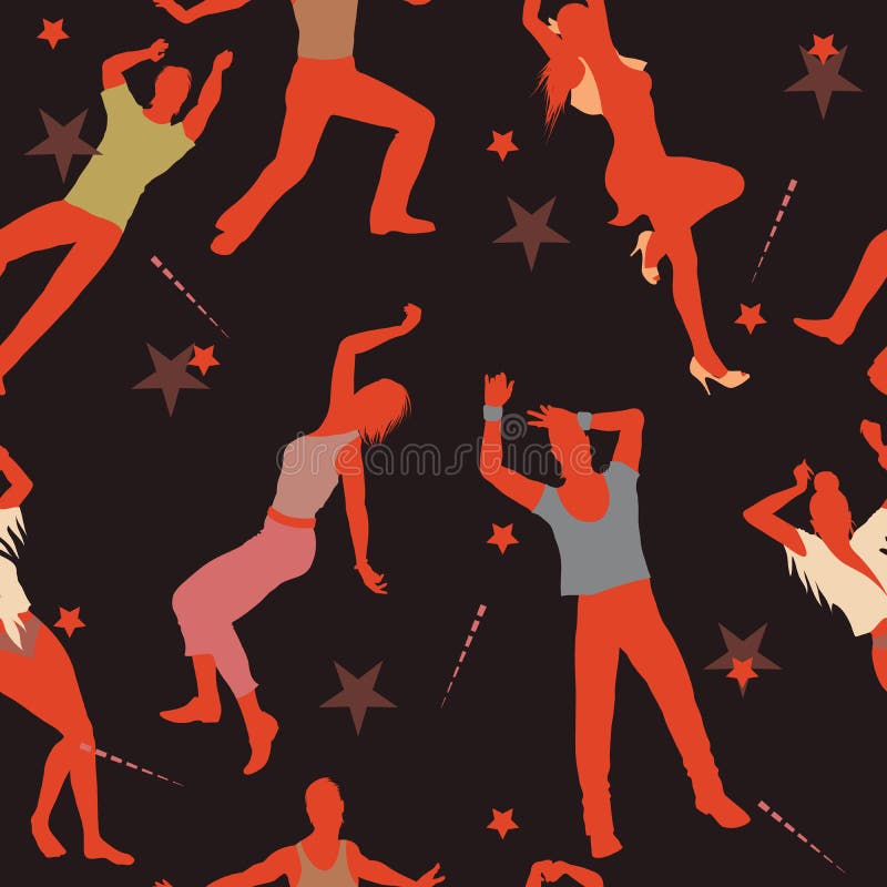 Seamless Dancing People Pattern Stock Vector - Illustration of ...