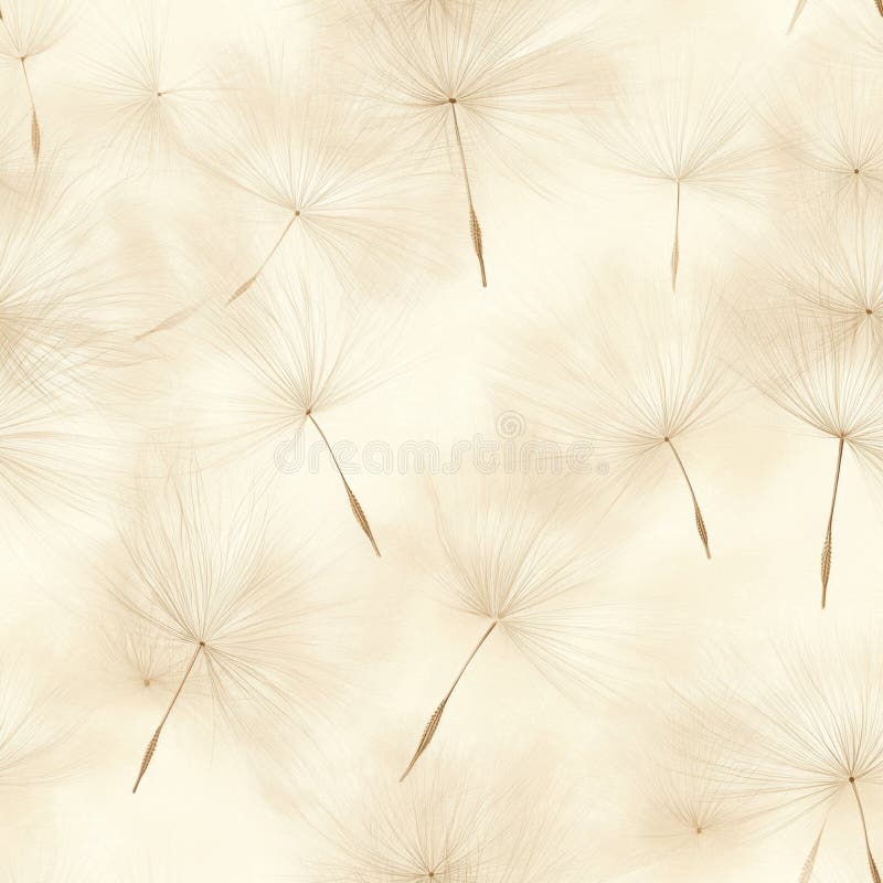 Seamless Dandelion Seeds Pattern on Cream Background Stock Image ...
