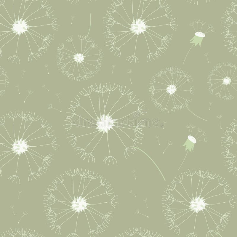 Seamless Dandelions Pattern Stock Vector - Illustration of botanical ...