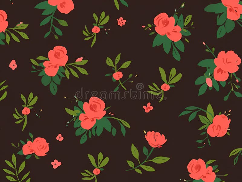 Seamless Dark Floral Pattern with Elegant Roses and Green Leaves Stock ...